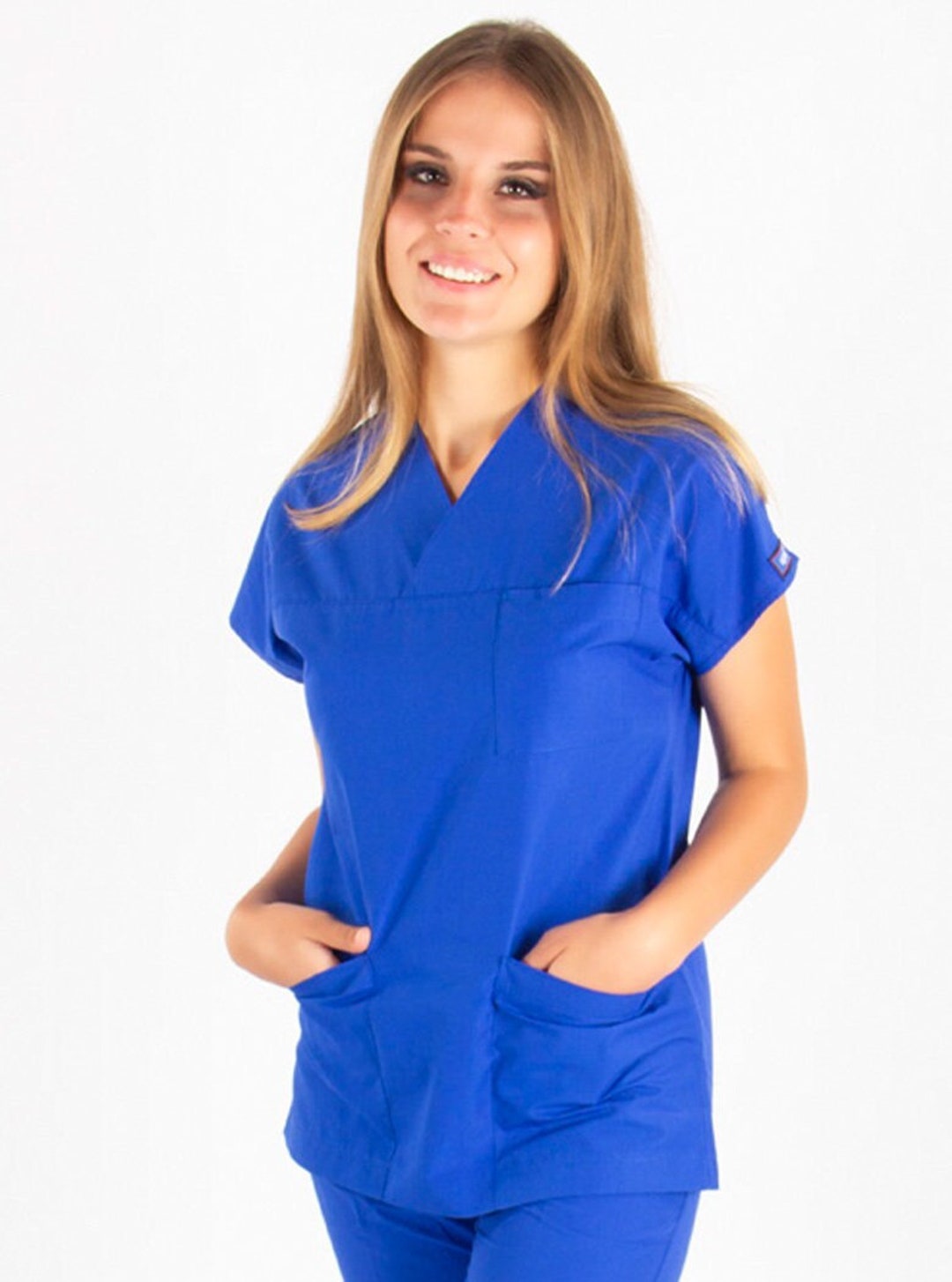 Blue Color Scrub Top,personalized Customizable Embroidered Scrub Top ...