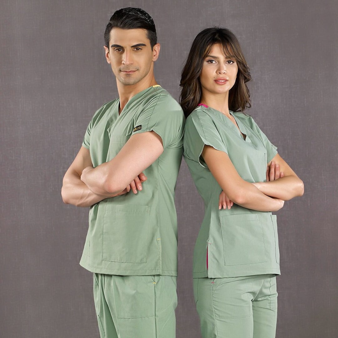 Luxury Lycra Mint Green Personalized Scrubs Set Top and Taps,high ...