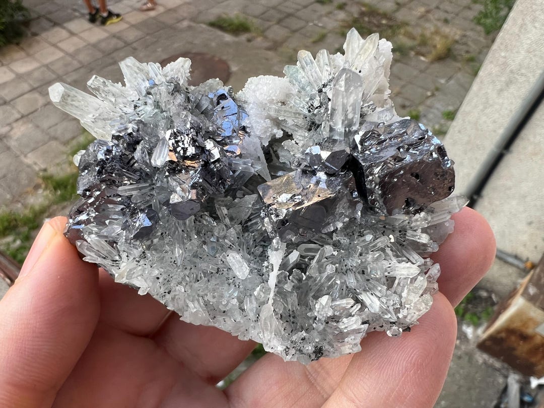 Galena, Chlorite, Calcite Quartz Crystal Cluster 78x55 Mm Bulgaria - Etsy