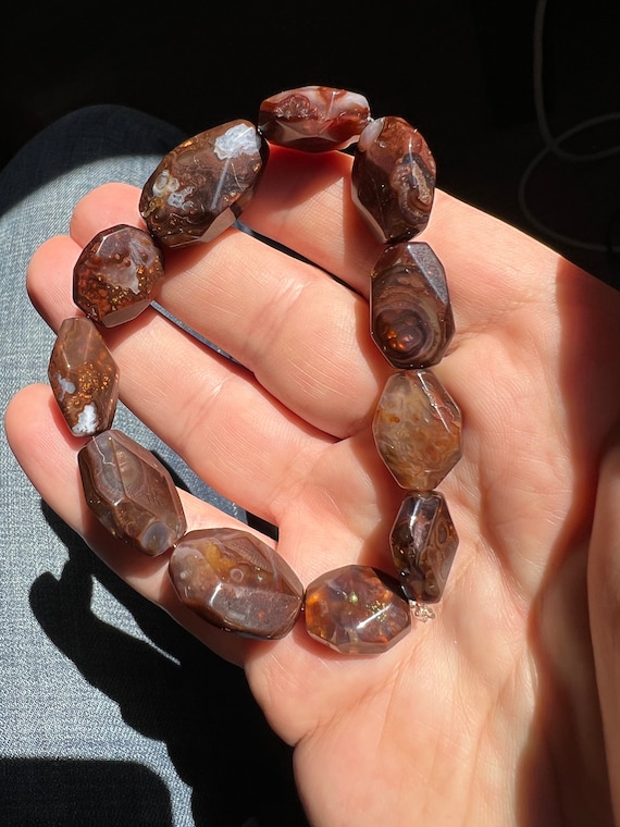Fantastic Fire Agate Beads Bracelet 20 Cm Mexico | Etsy