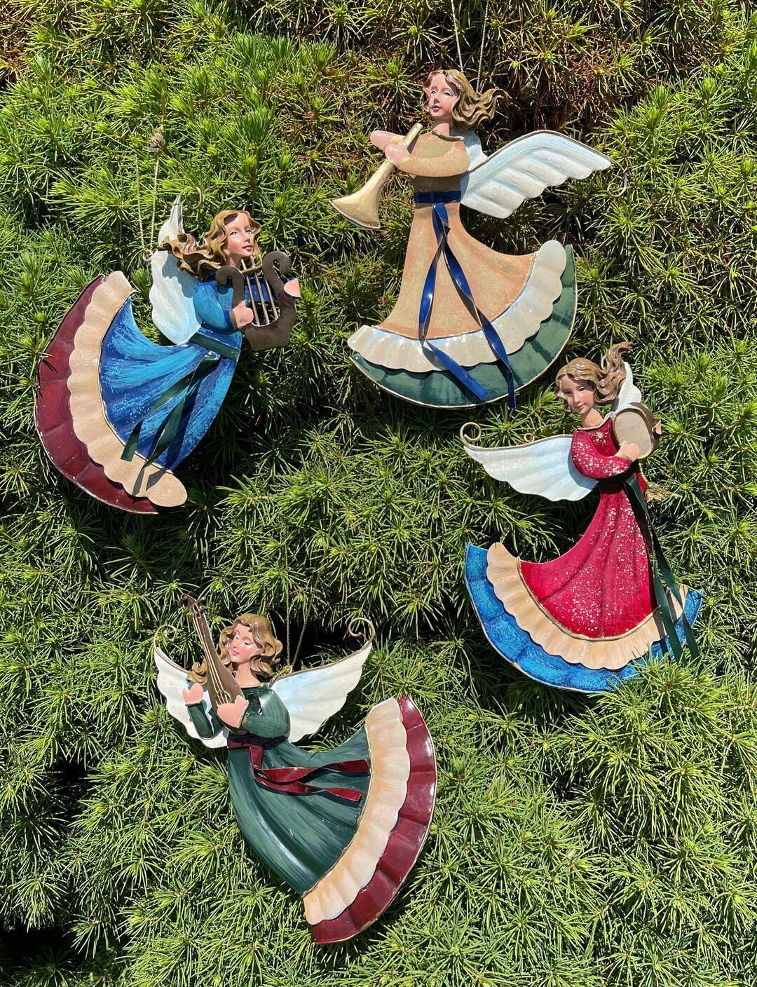 Vintage, Hand Painted, Tin, Angel Christmas Tree Ornaments - Etsy