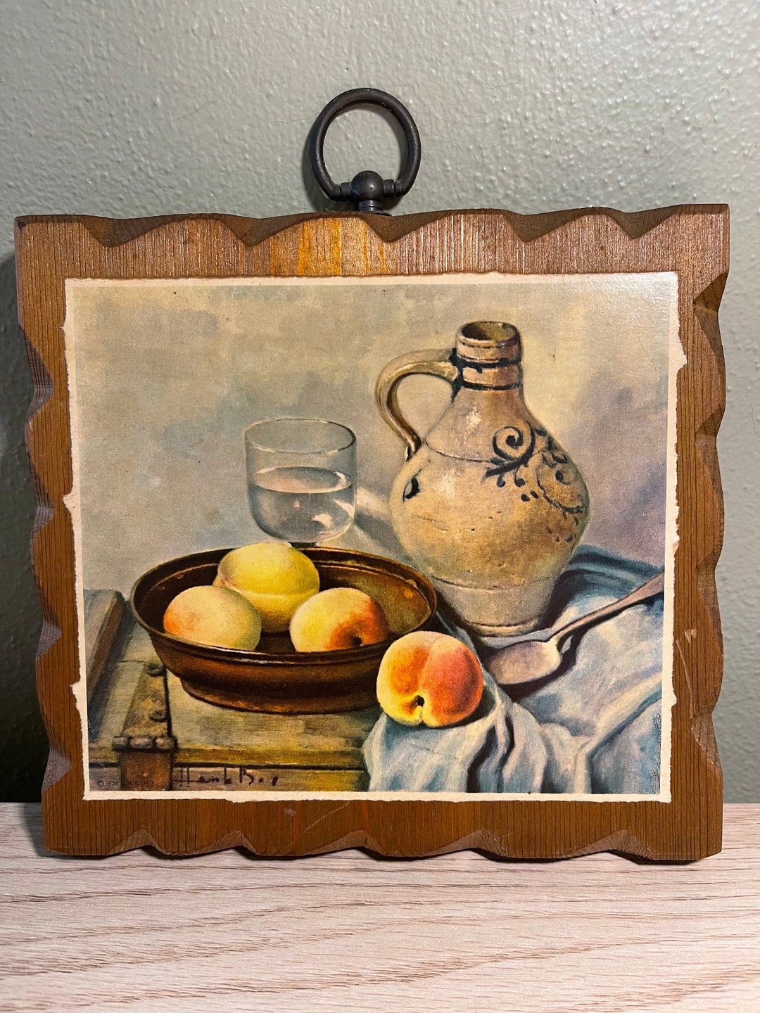 Vintage 1958 Hank Bos Still Life Print on a Wooden Plaque - Etsy