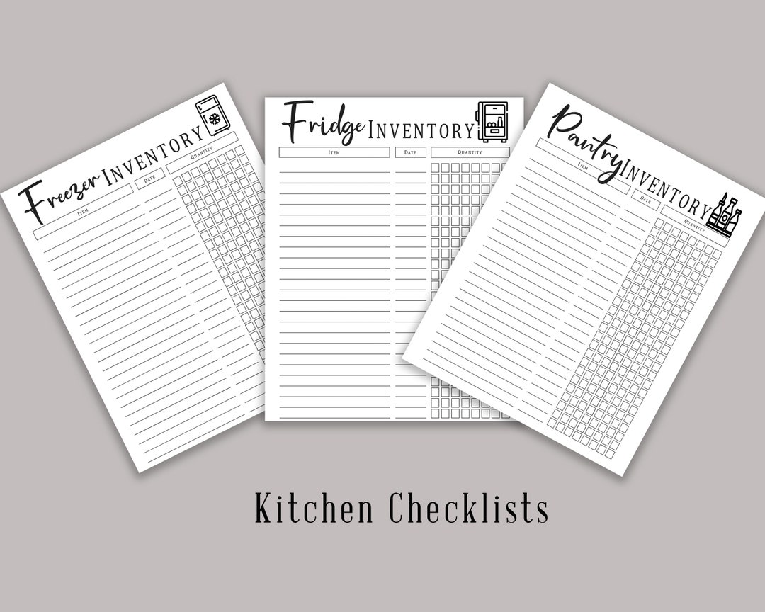 Kitchen Printable Checklist, Freezer, Fridge and Pantry Checklist ...