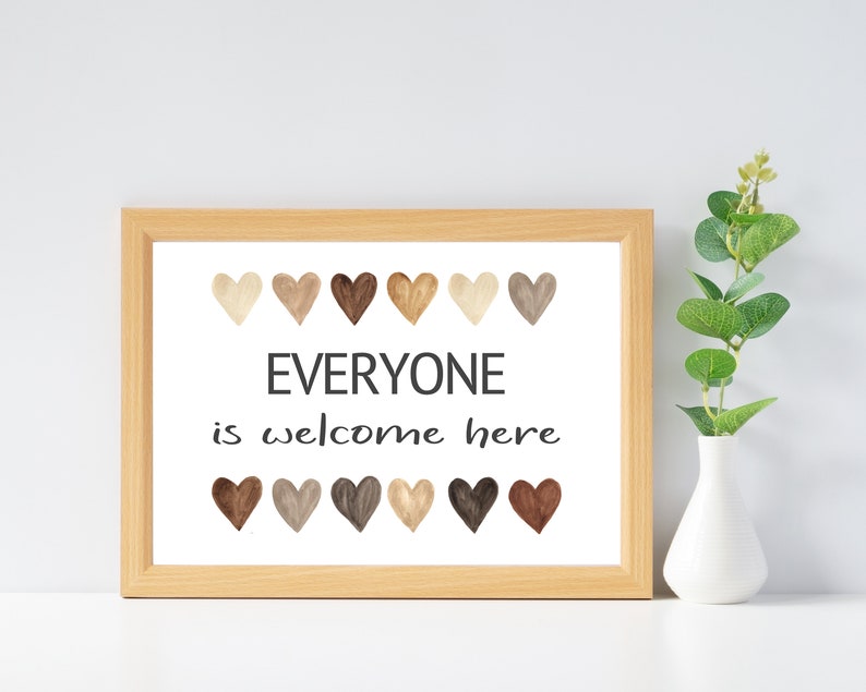 Everyone is Welcome Here Poster, Classroom Printable Poster, Classroom ...