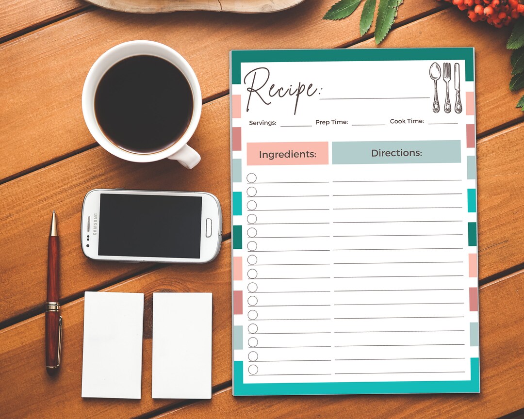 Recipe Printable Pages Recipe Binder Printable Pages Recipe - Etsy