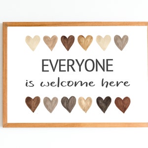 Everyone is Welcome Here Poster, Classroom Printable Poster, Classroom ...