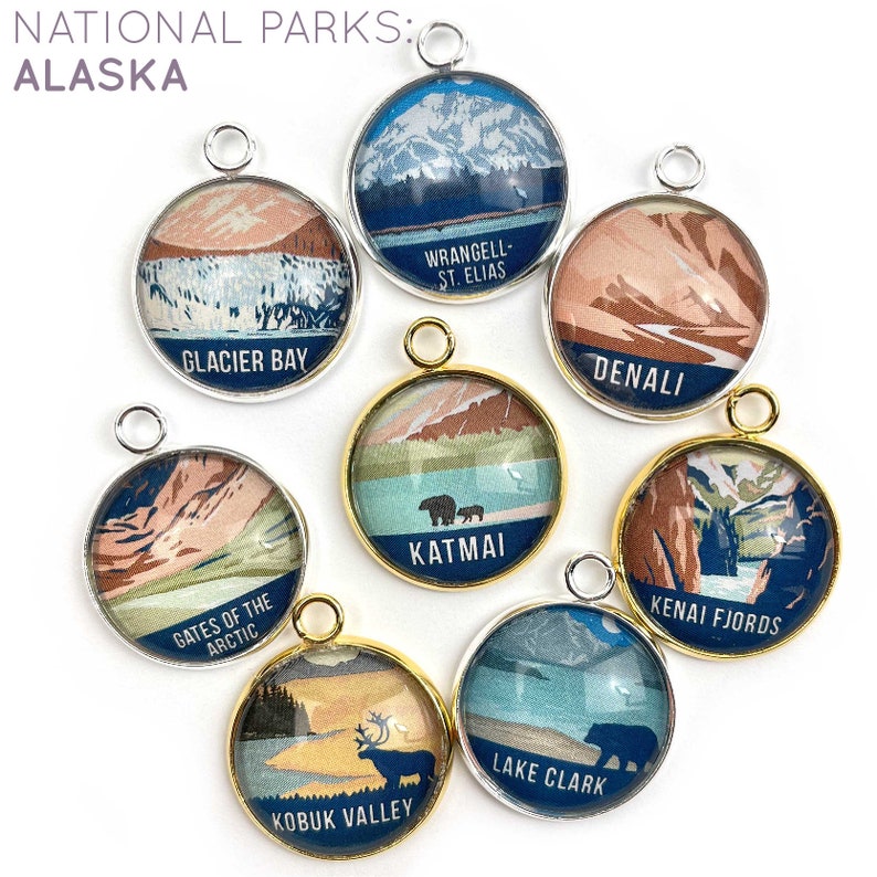 U.S. National Parks Glass Pinback Buttons, Lapel Pins – Glacier ...