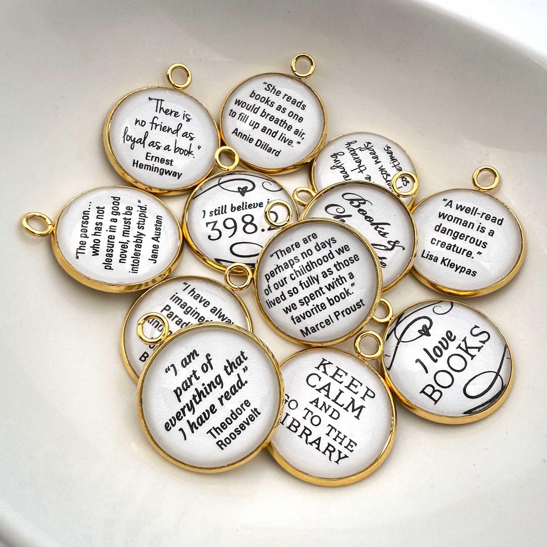 I Love Books & Reading, Glass Charm Set for Jewelry Making - Bulk ...
