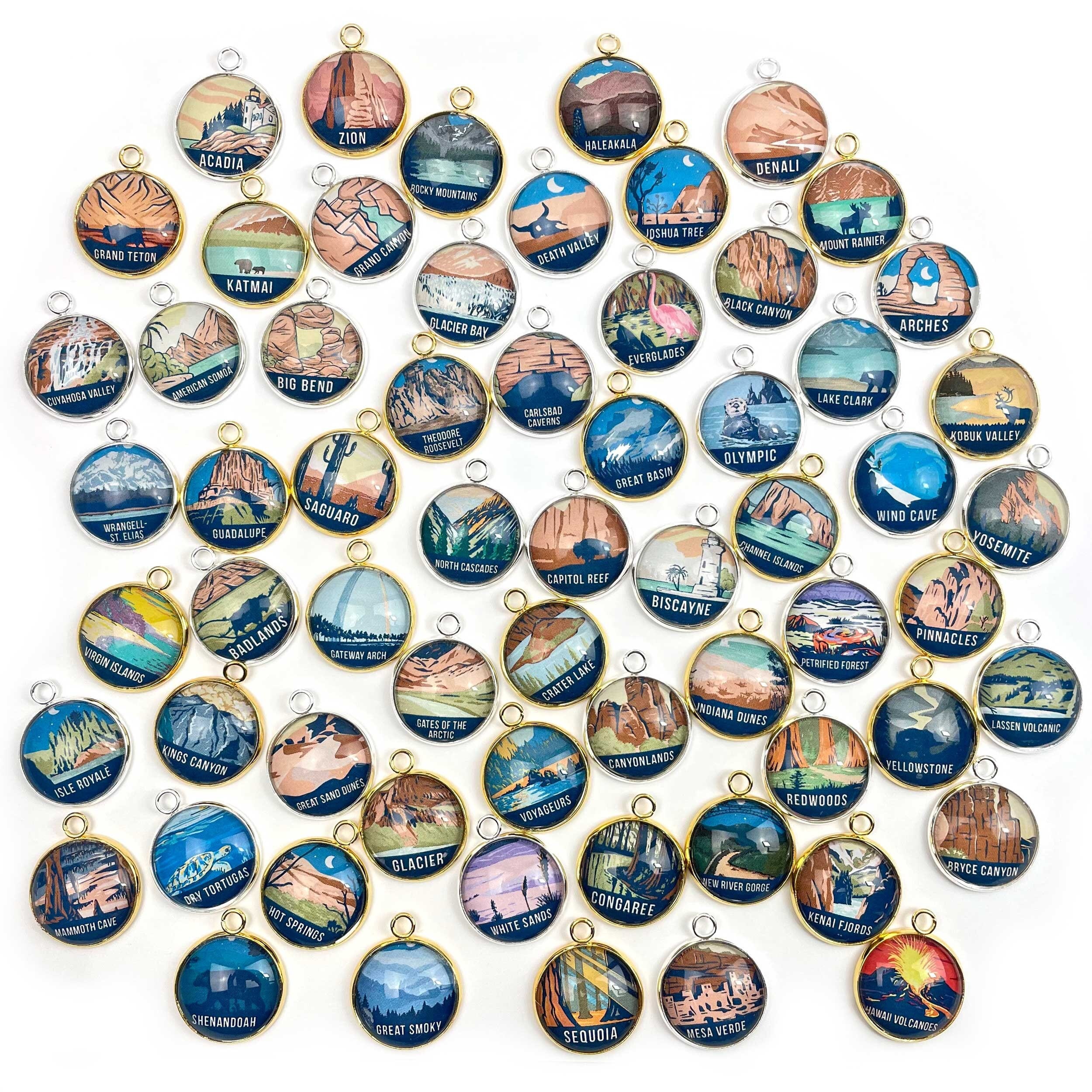 Individual Charms - U.S. National Parks Colorful Glass Charms for ...