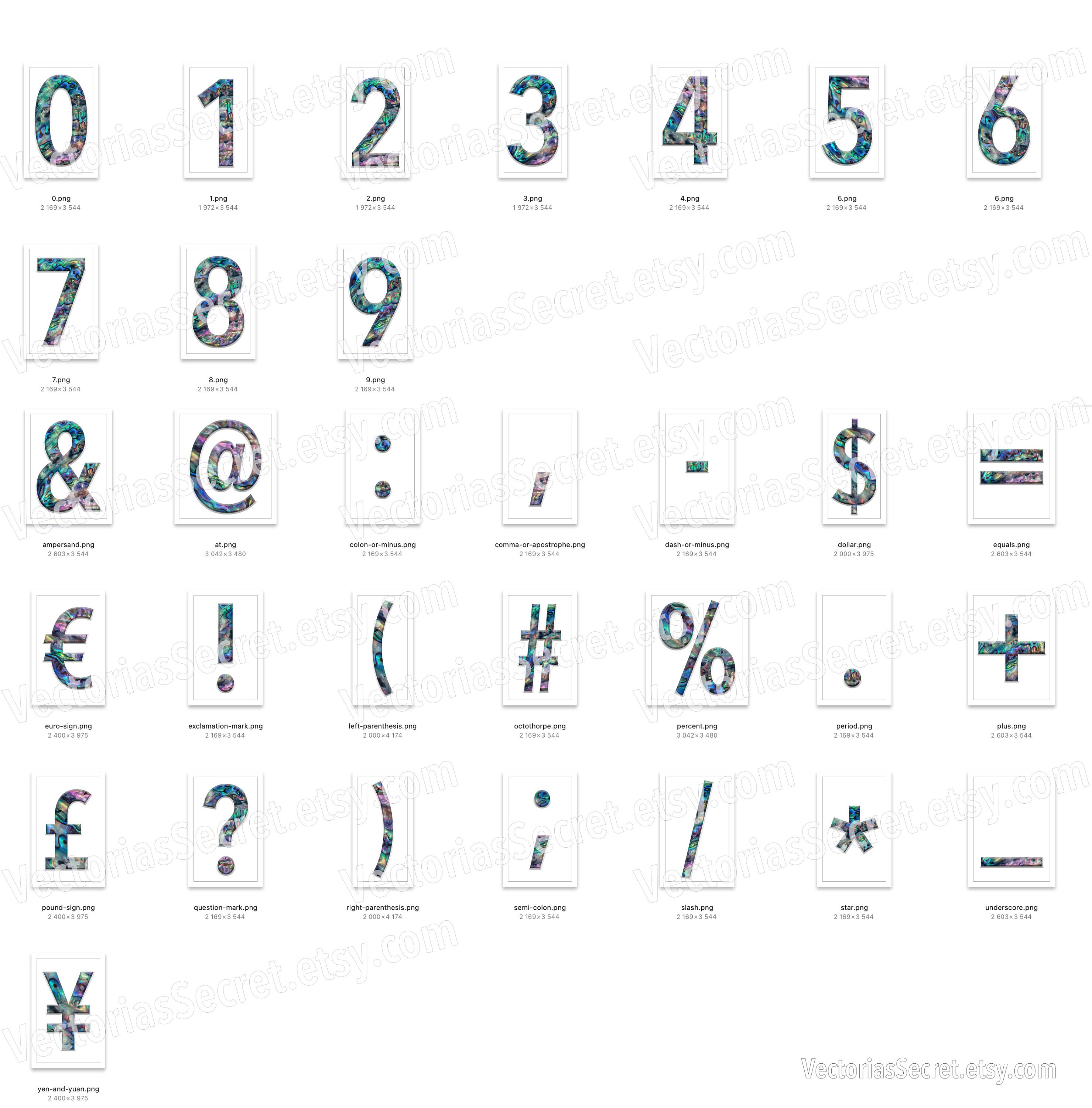 Abalone Iridescent Colours Alphabet, Holographic Font A-Z, Numbers ...