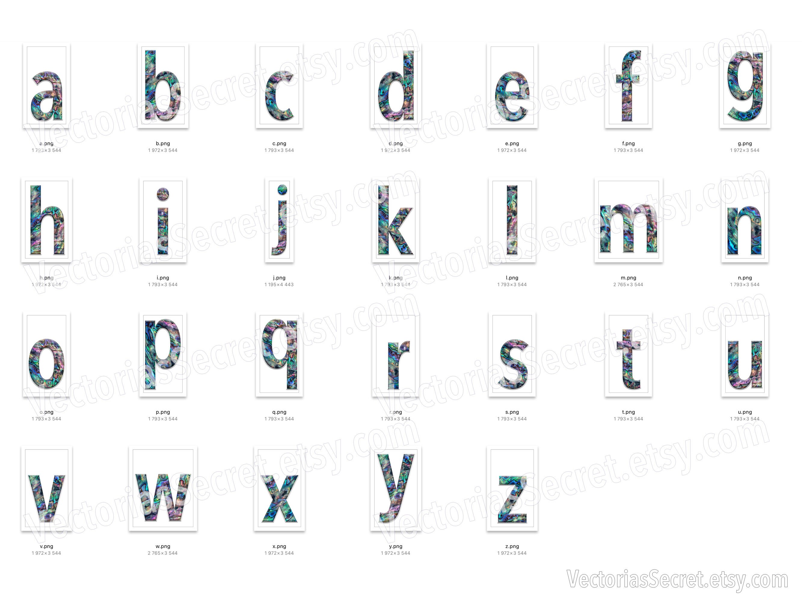 Abalone Iridescent Colours Alphabet, Holographic Font A-Z, Numbers ...