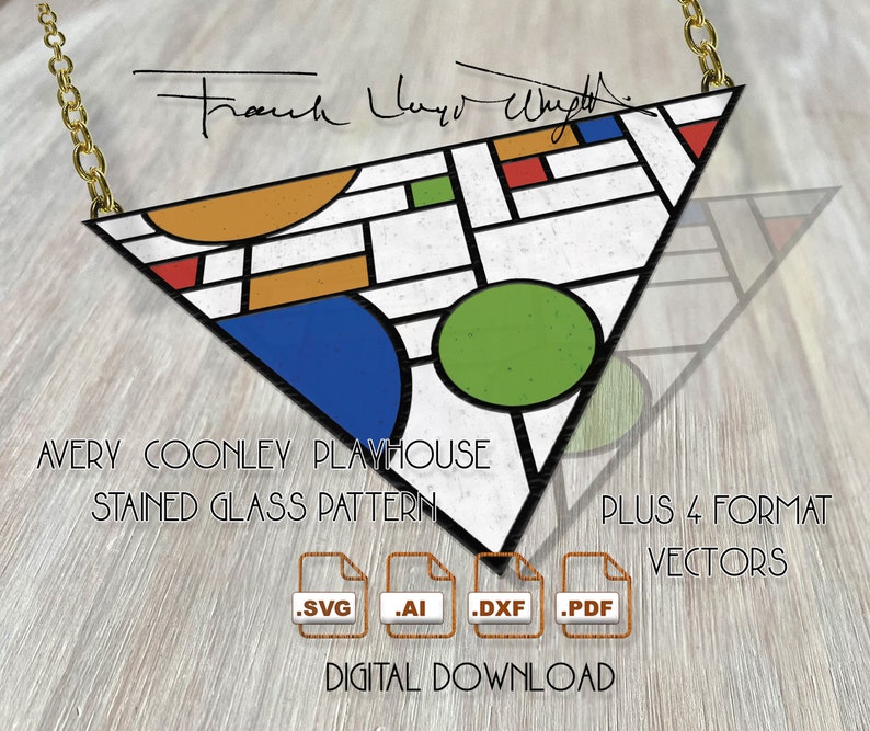 Frank Lloyd Wright's Avery Coonley Stained Glass PATTERN & Digital ...