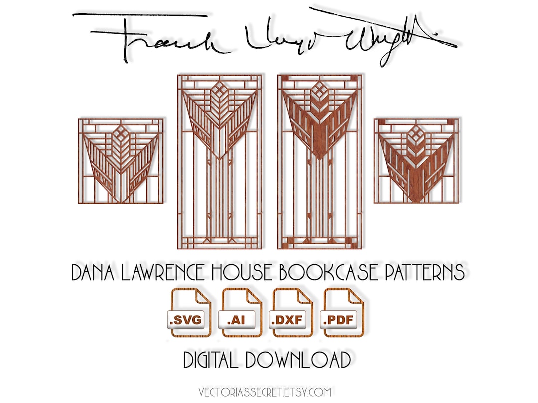 Frank Lloyd Wright Dana House Stained Glass Vector Files (digital ...