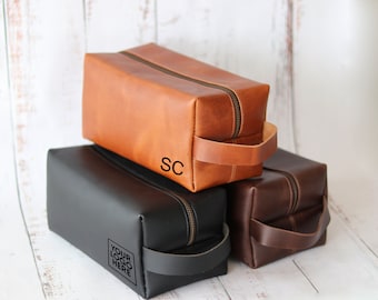 Personalized Groomsmen Gift Dopp Kit Bag Customized Leather Toiletry ...