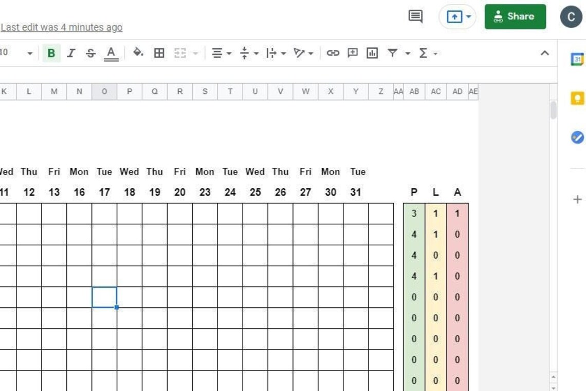 Attendance Sheet Google Sheets - Etsy