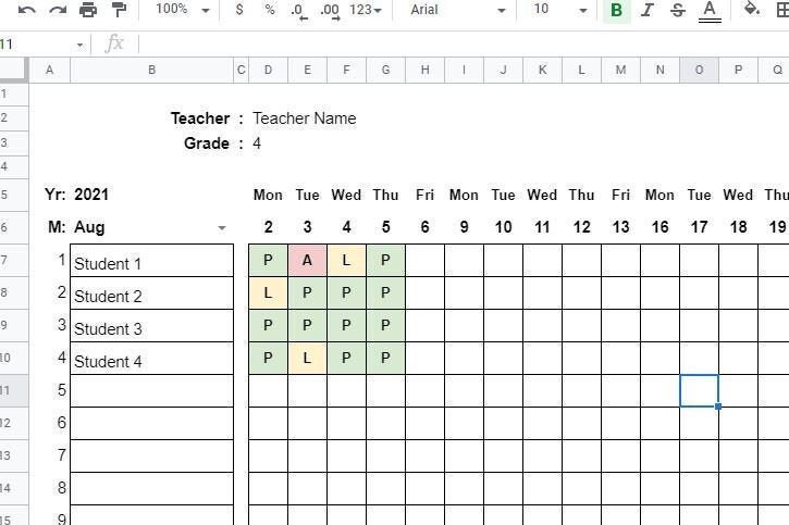 Attendance Sheet Google Sheets - Etsy
