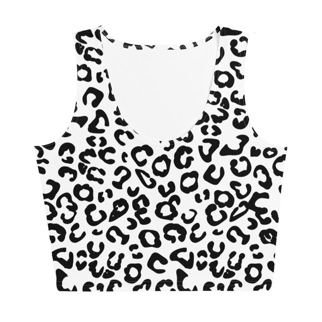 White With Black Leopard Cheetah Pattern Women's Fit Crop Top - Etsy
