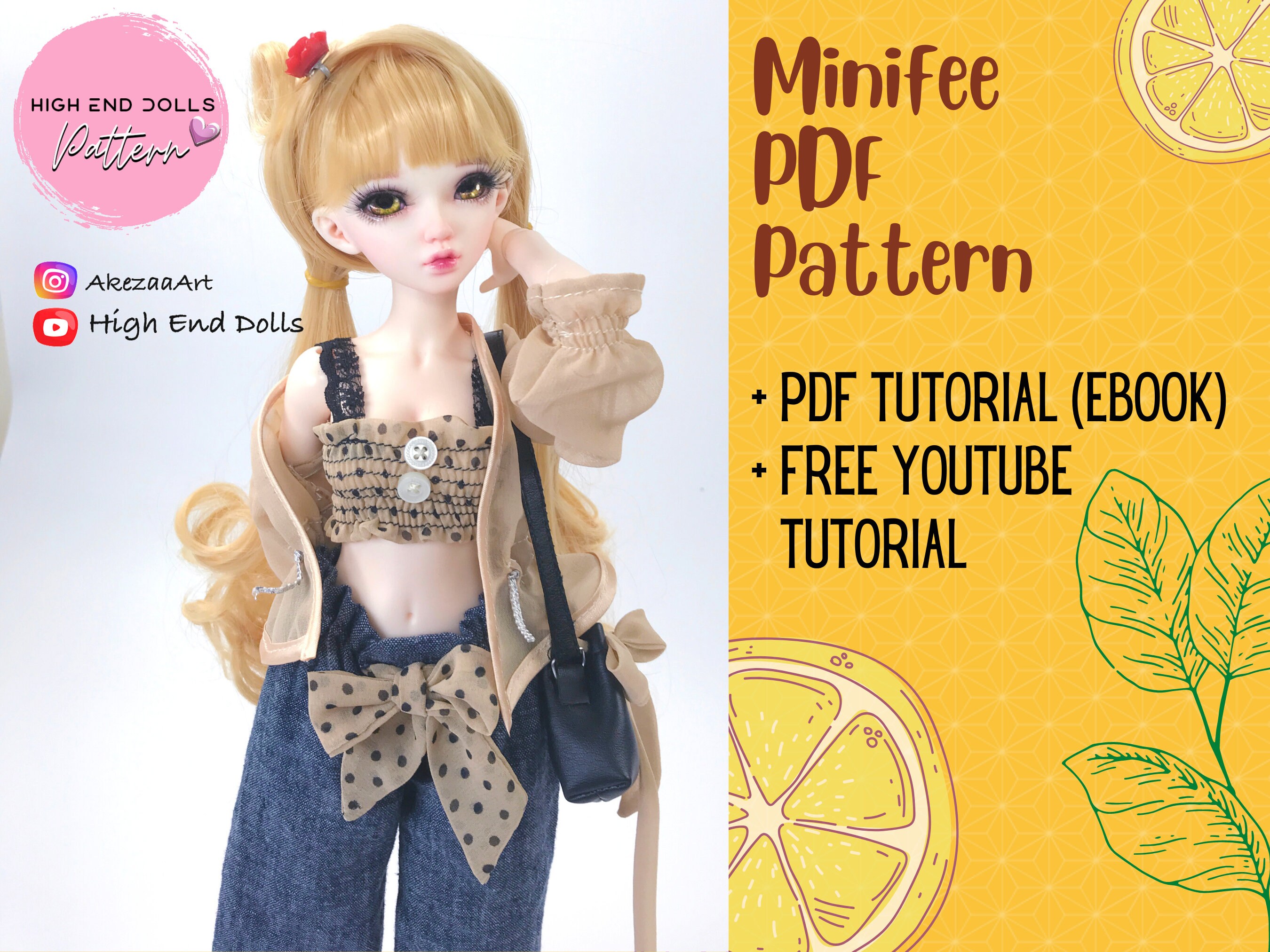 Minifee Pattern for Summer Outfit. 1/4 BJD Minifee Pattern. - Etsy