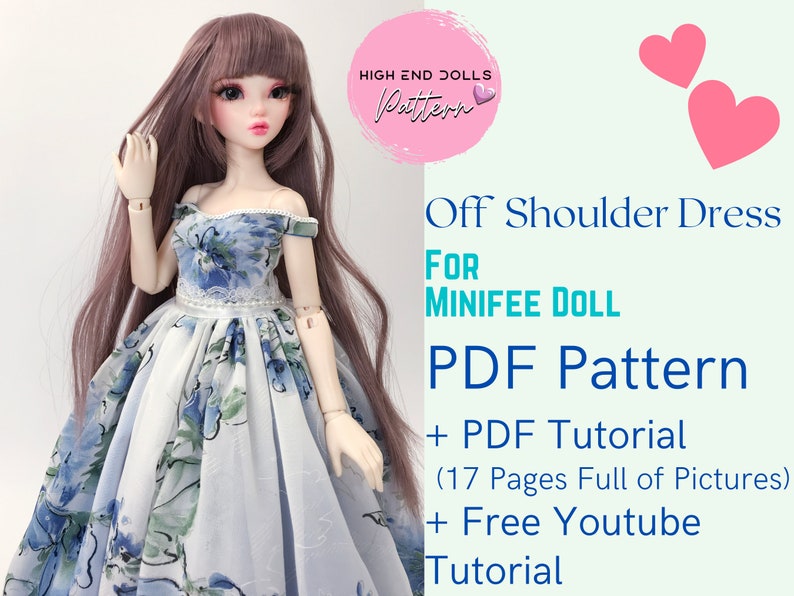 1/4 Bjd Minifee off Shoulder Dress Digital Pattern . Minifee - Etsy