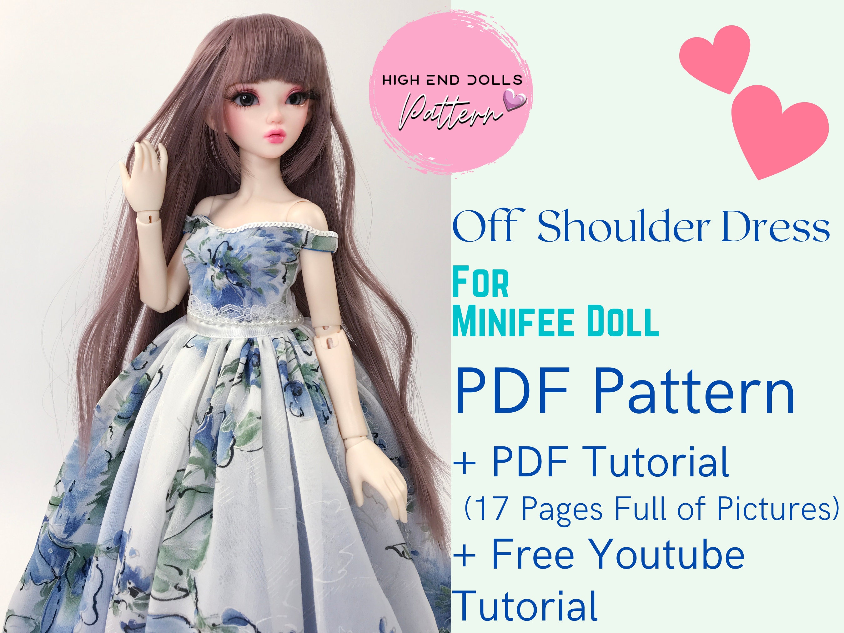 1/4 Bjd Minifee Off Shoulder Dress Digital Pattern . Minifee | Etsy