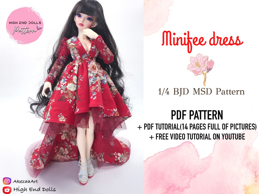 1/4 BJD Minifee Pattern . MSD Dress Pattern . Bjd Msd Minifee Dress PDF ...
