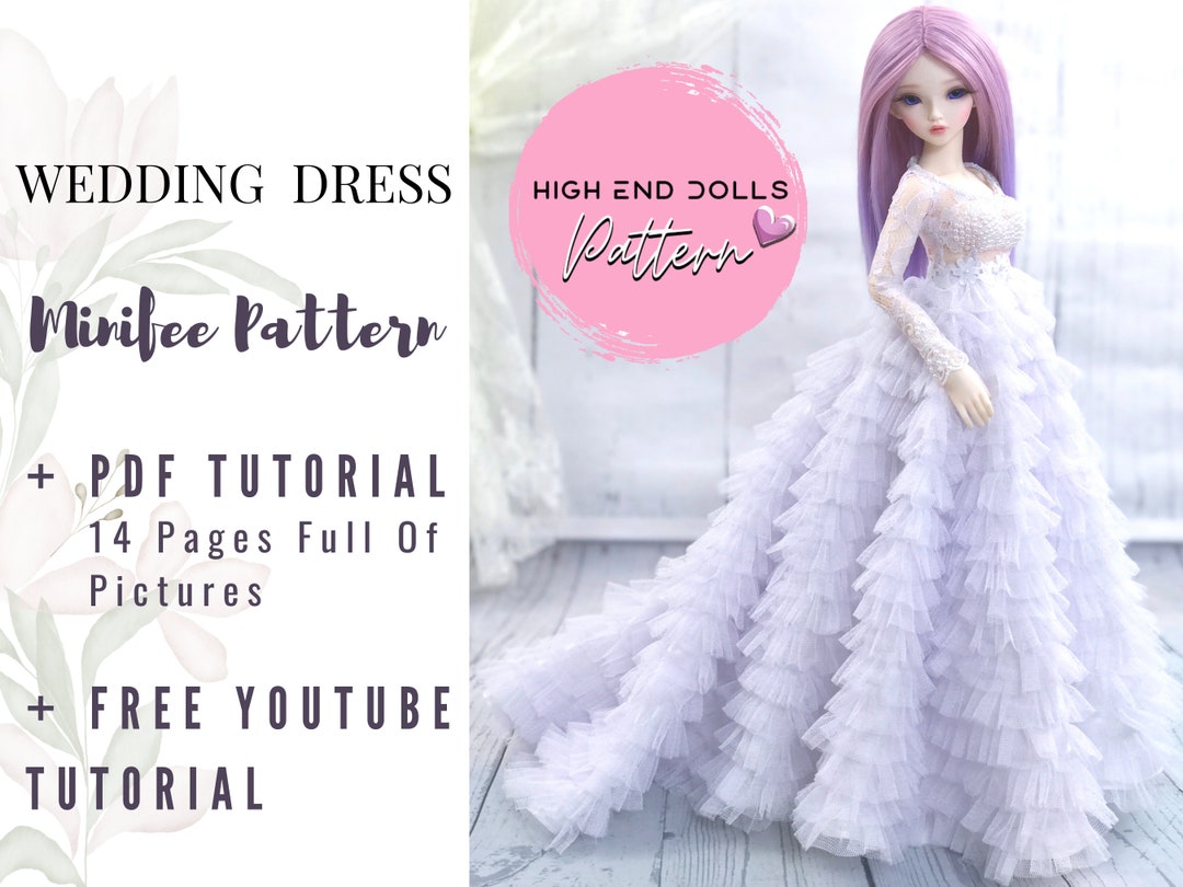 Minifee Wedding Dress Pattern. 1/4 BJD Minifee Pattern. Minifee PDF ...