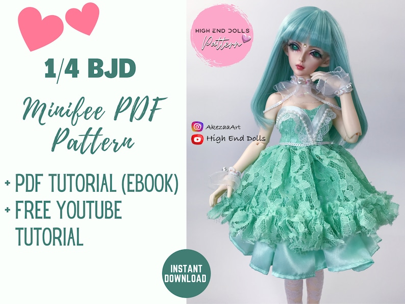 1/4 BJD Minifee Dress Pattern . Bjd Msd Minifee Dress PDF Pattern . MSD ...