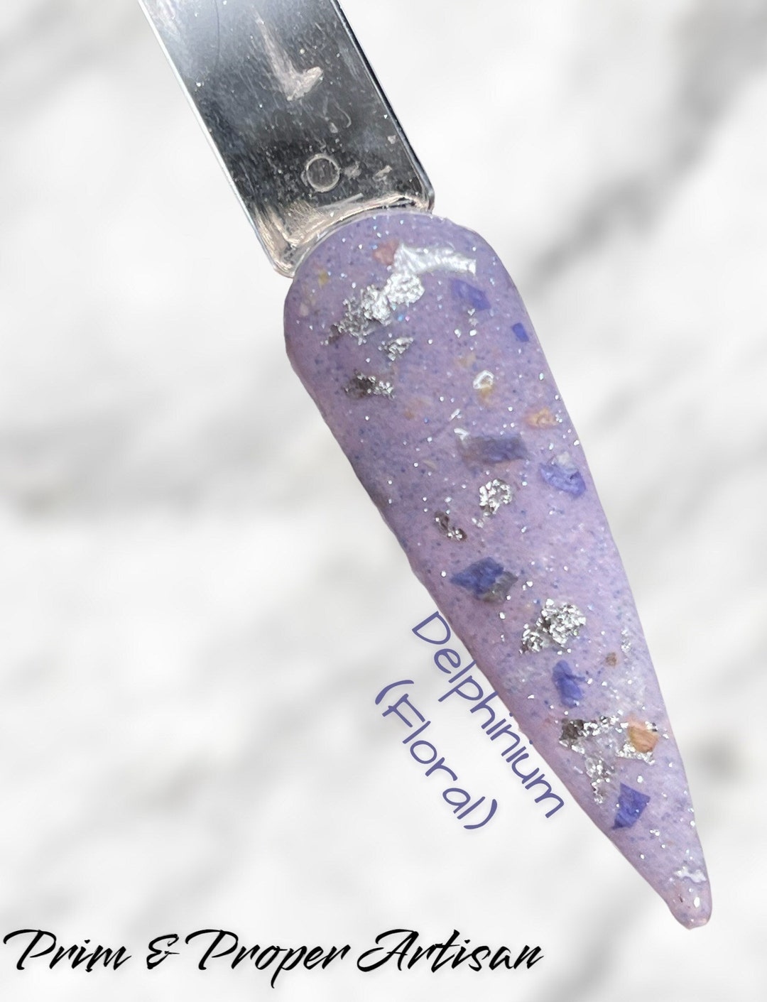 Delphinium: Lilac Nail Dip Powder With Real Flower Pieces, Foil and ...
