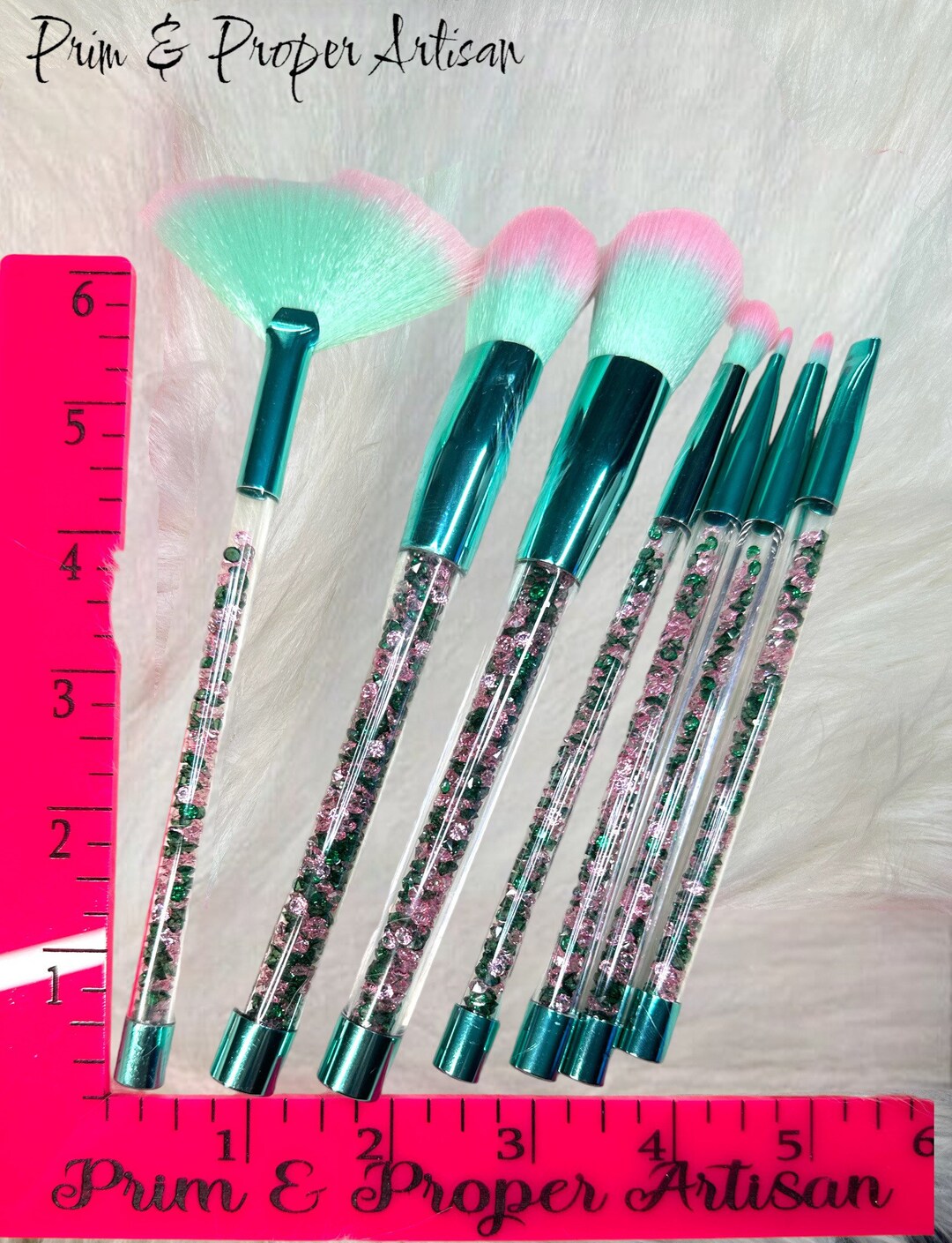 Nail or Makeup Brush Set - Ombré Nail Brush. Custom Rhinestone Filled ...