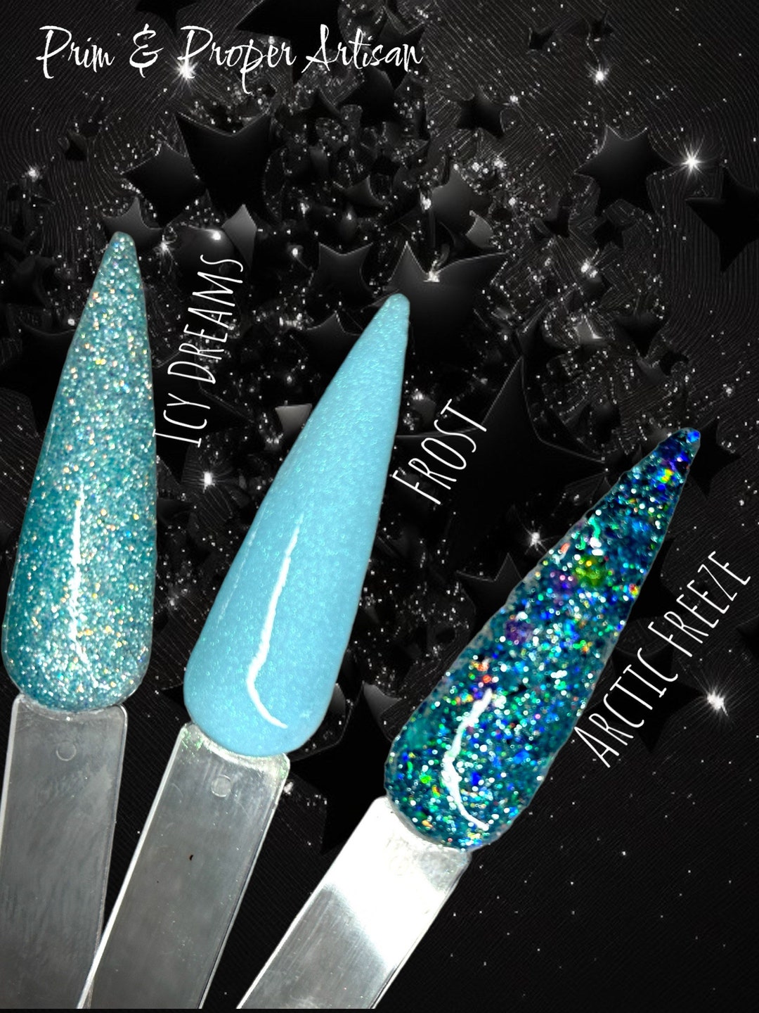 Blue-green Trio- Nail Dip Powder. Shimmer Dip Powder. Chromable Nail ...