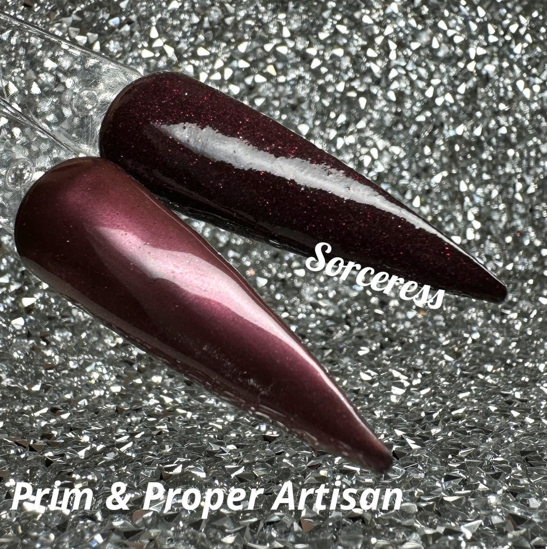 Sorceress. Burgundy Shimmer Dip Powder. Chromable Dip Powder. DIY Dip ...