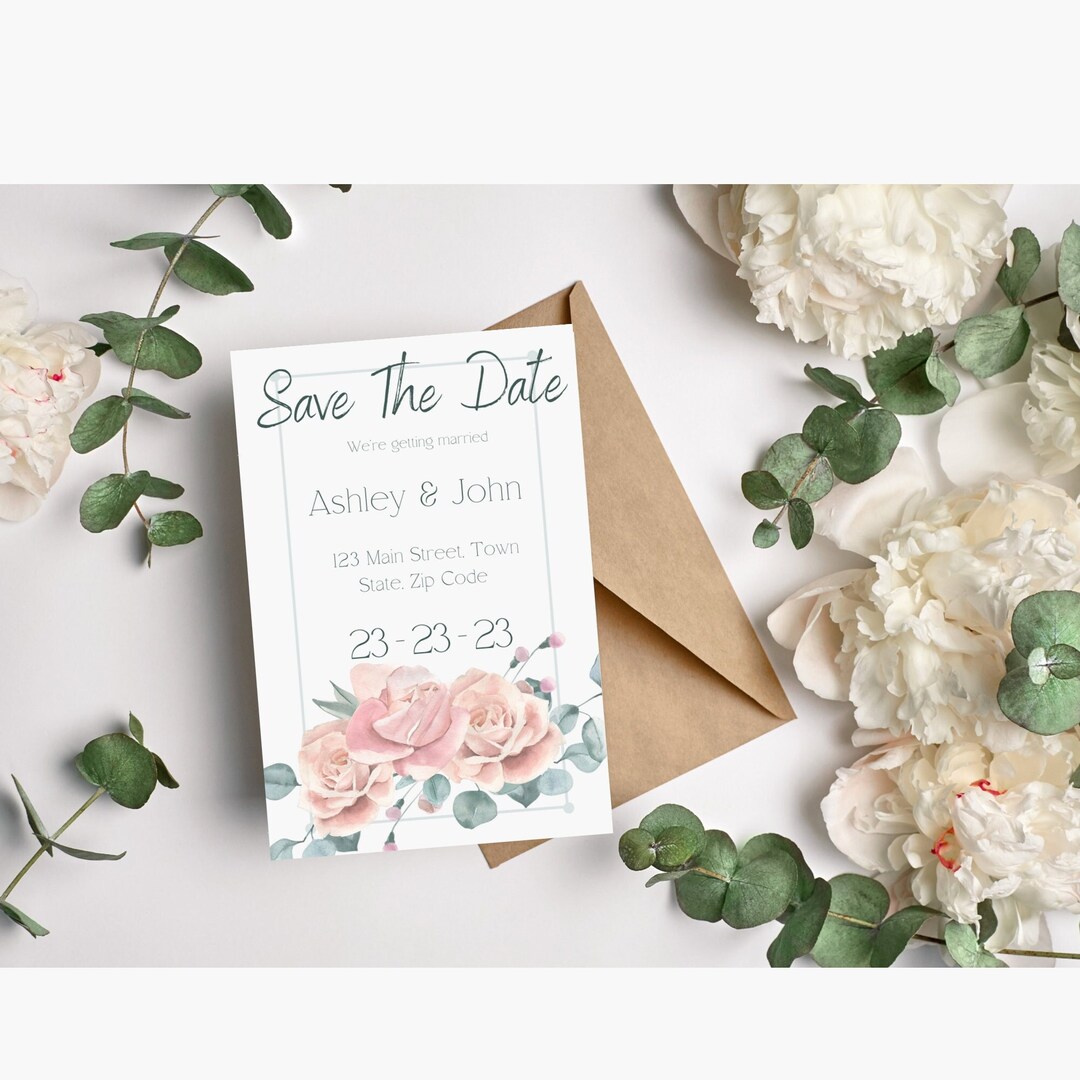 Save the Date Roses Wedding Invitation Rustic Vintage Modern Country ...