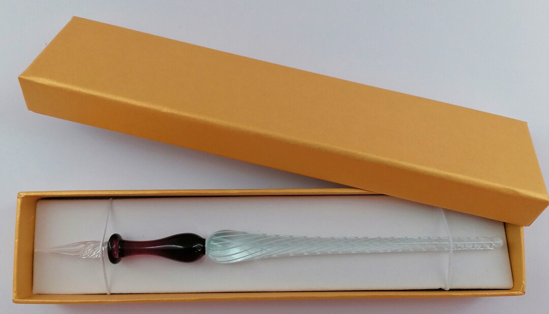 Glass Pen Ink Pen Glass Pen in Gift Box D 16 / Purple/ White - Etsy