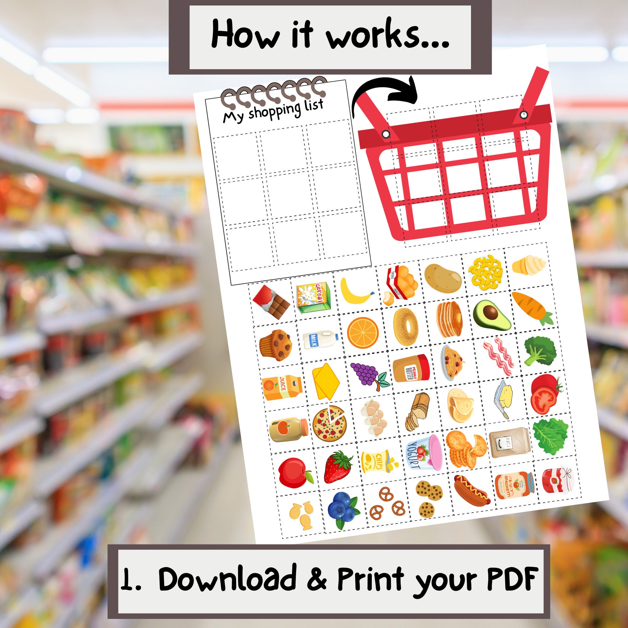 Interactive List for Kids Grocery List Printable List Grocery Kid ...
