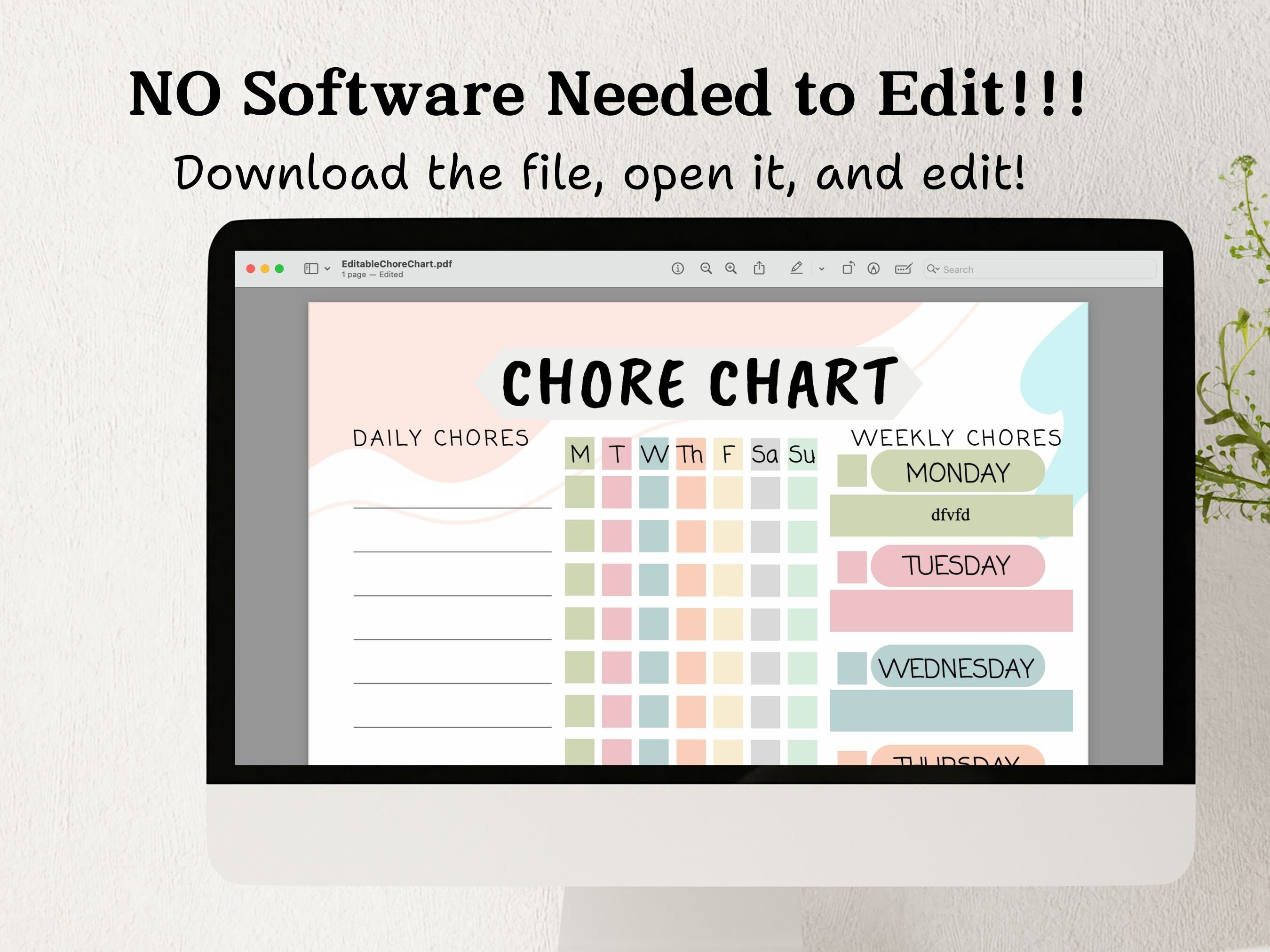 Editable Chore Checklist Kid Chart Weekly Chore Chart Family Checklist ...