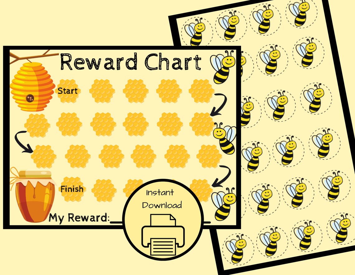 Bee Reward Chart PDF downloadable printable editable | Etsy