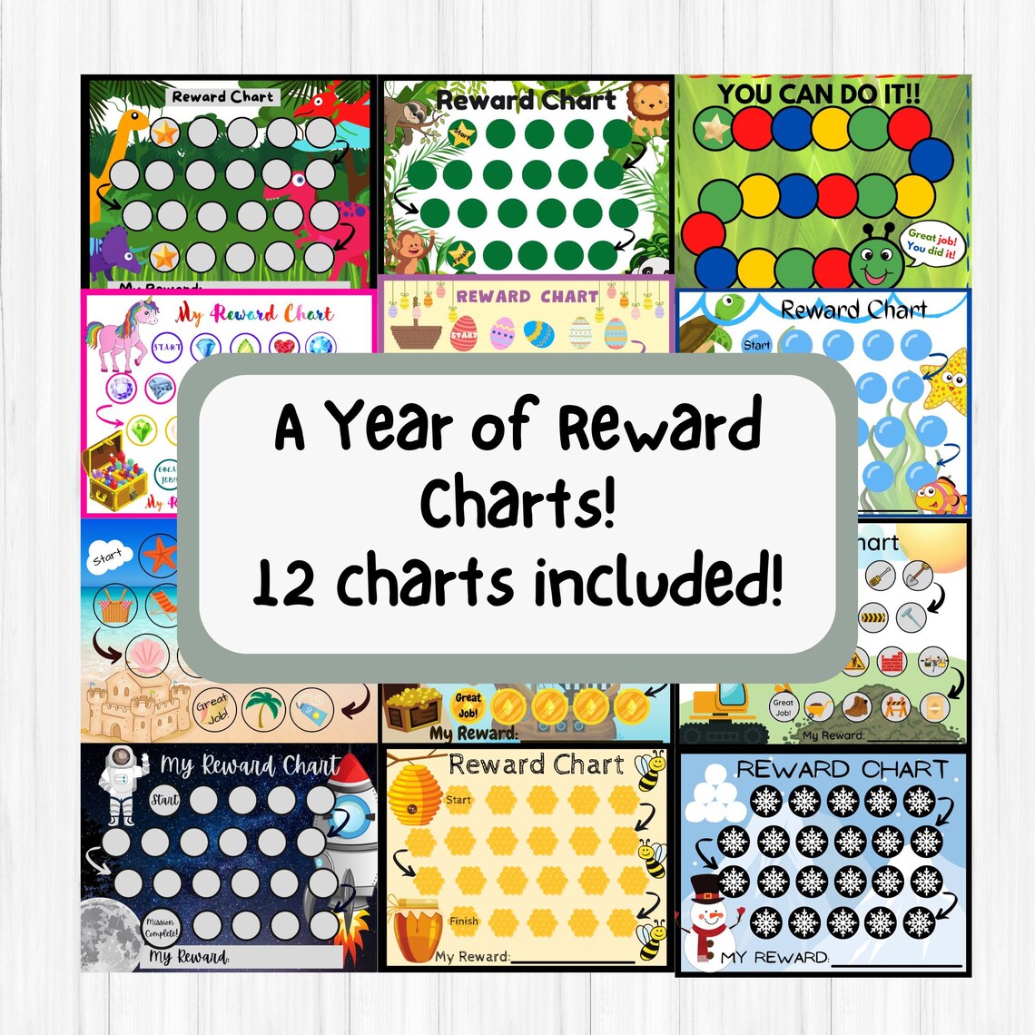 Toddler Reward Chart Bundle for Kids 12 Printable Reward Chart Kid ...