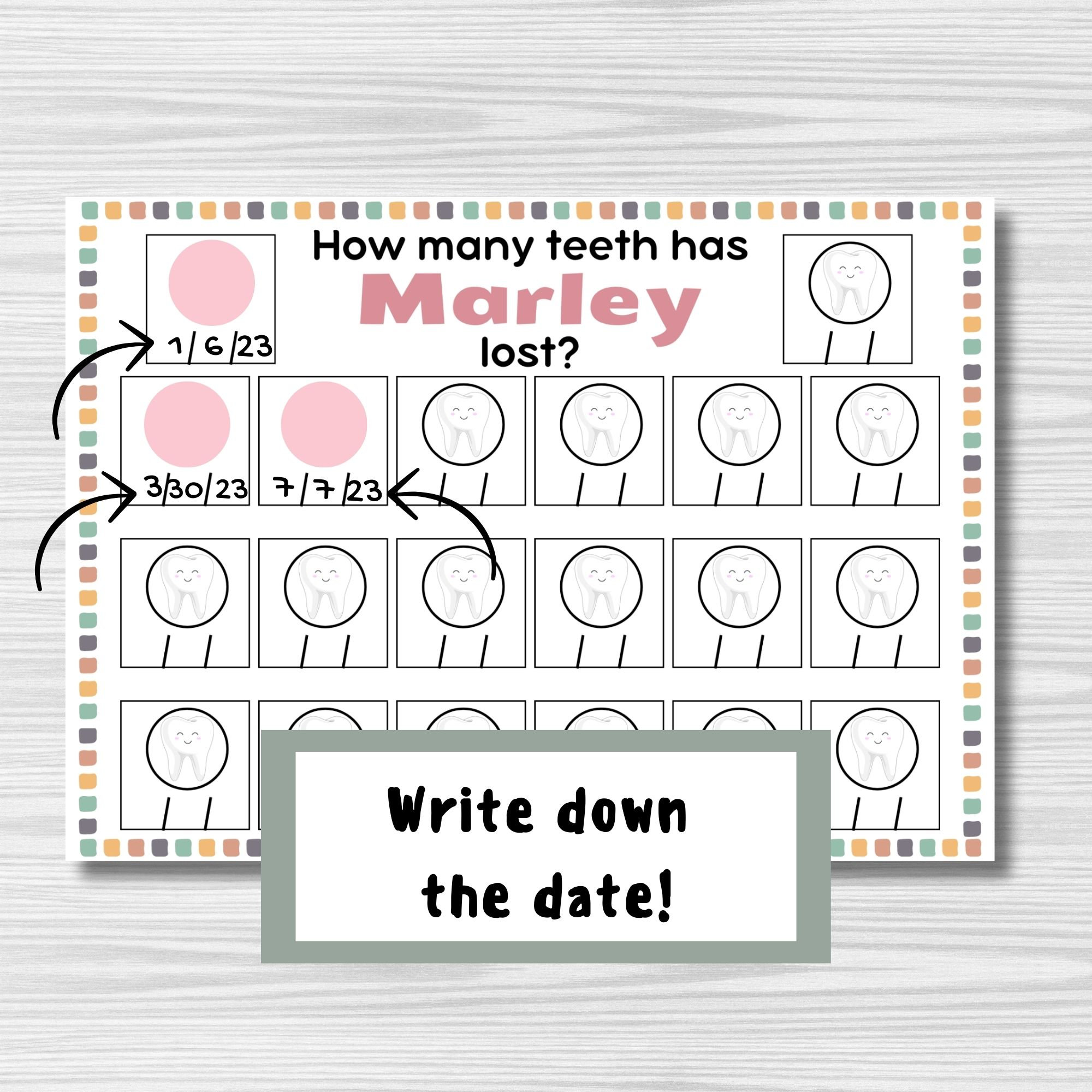 Child Keepsake Chart Lost Tooth Tracker First Lost Tooth Custom Kid ...