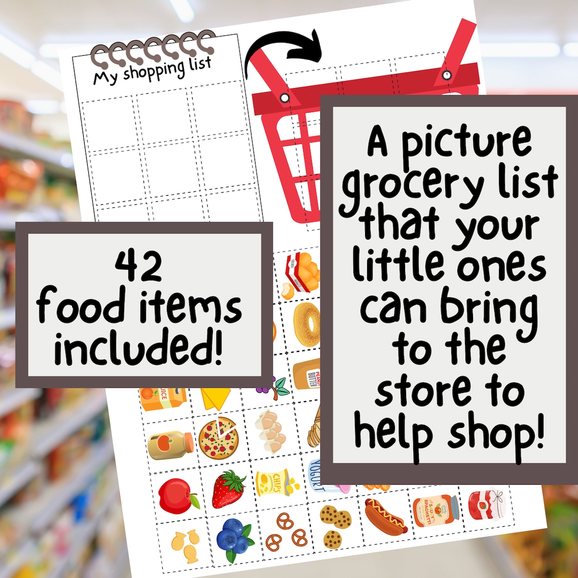 Interactive List for Kids Grocery List Printable List Grocery Kid ...