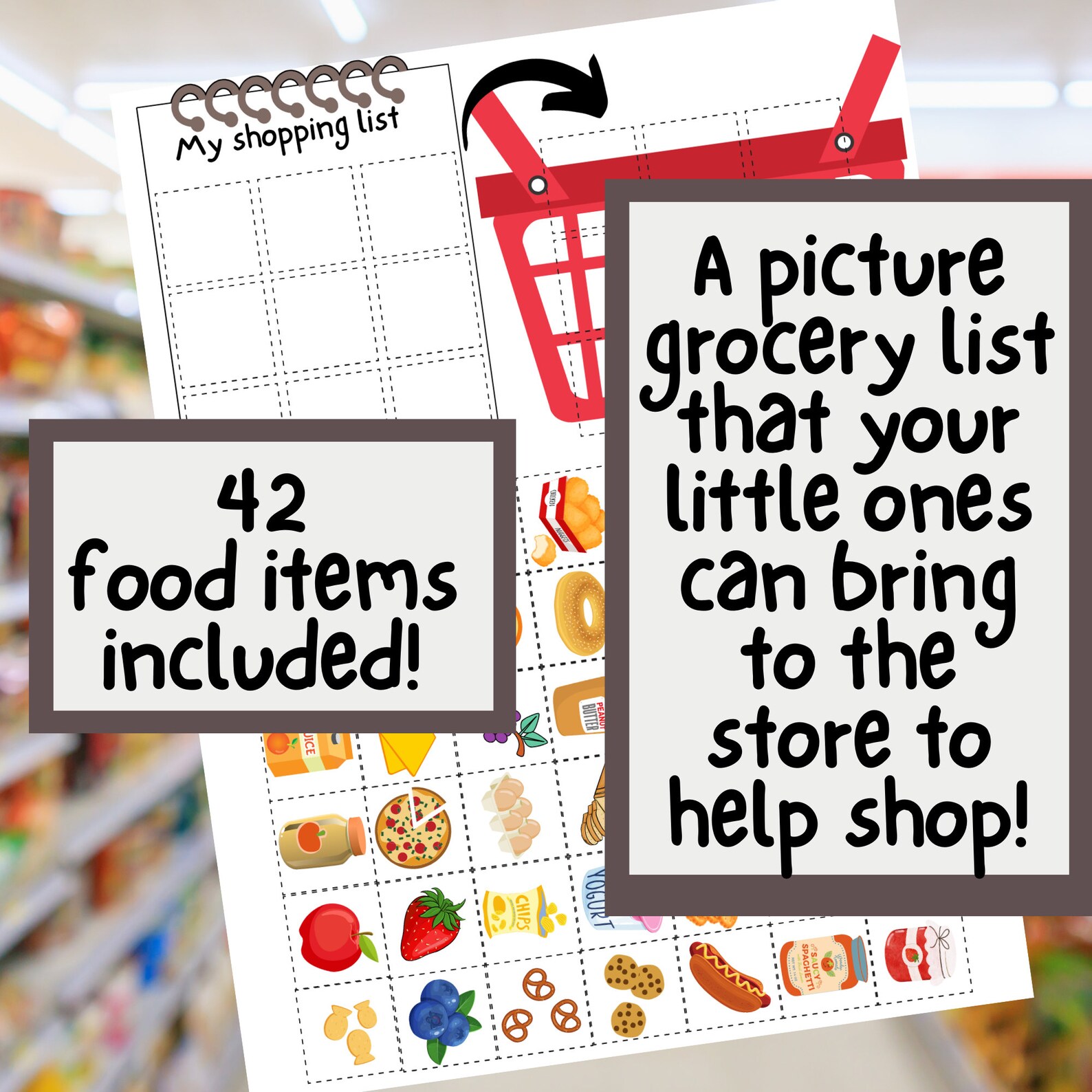 Interactive List for Kids Grocery List Printable List Grocery Kid ...