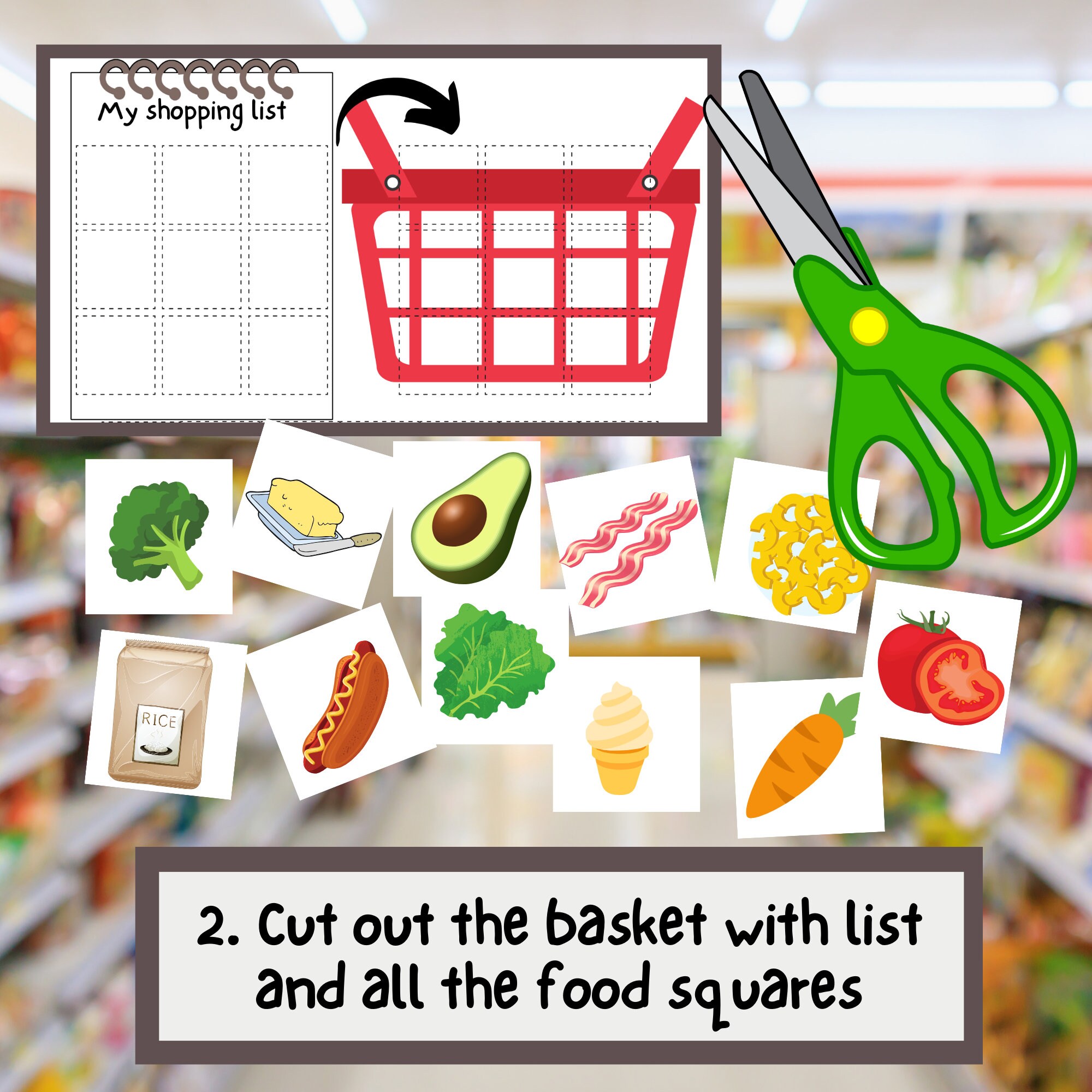 Interactive List for Kids Grocery List Printable List Grocery Kid ...