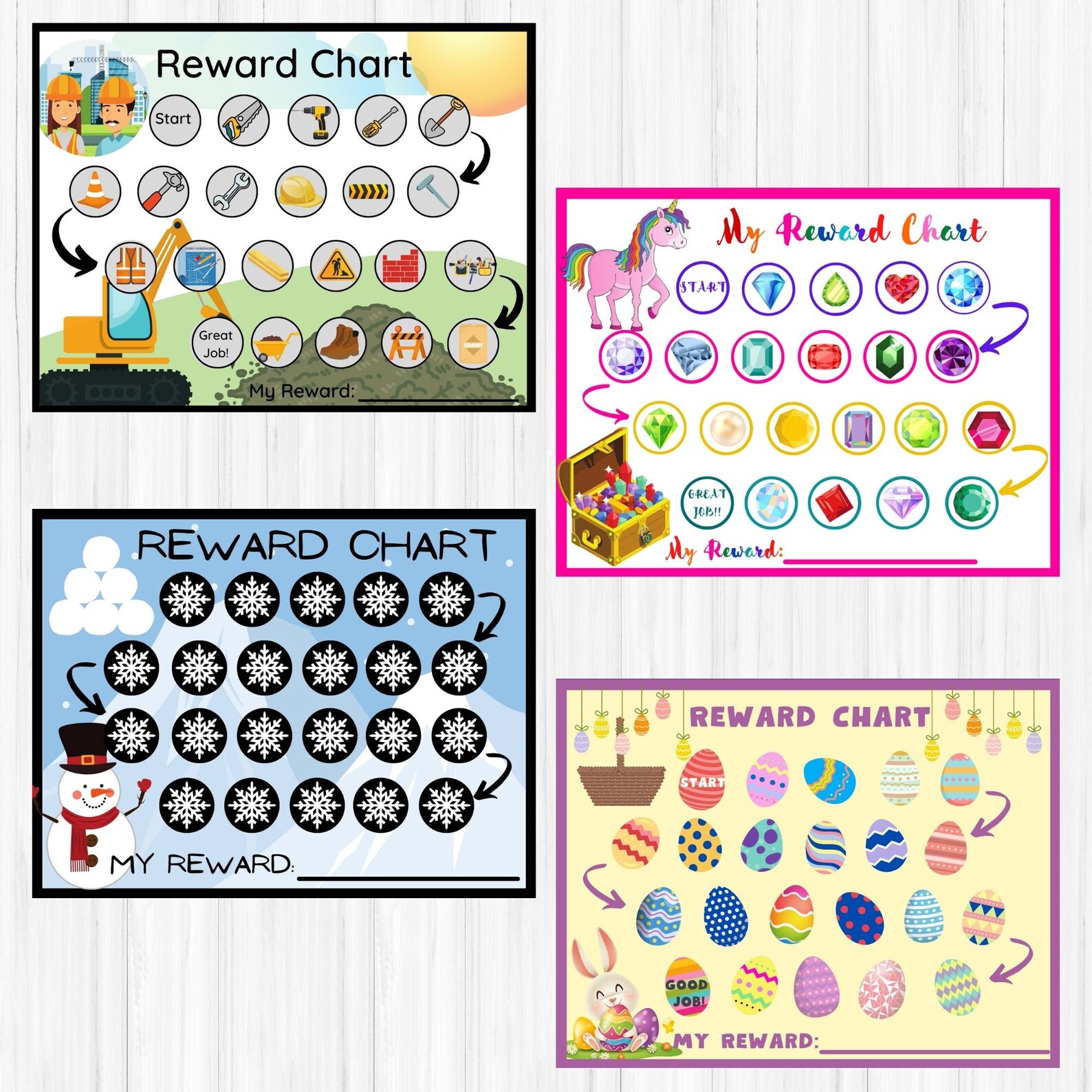 Toddler Reward Chart Bundle for Kids 12 Printable Reward Chart Kid ...