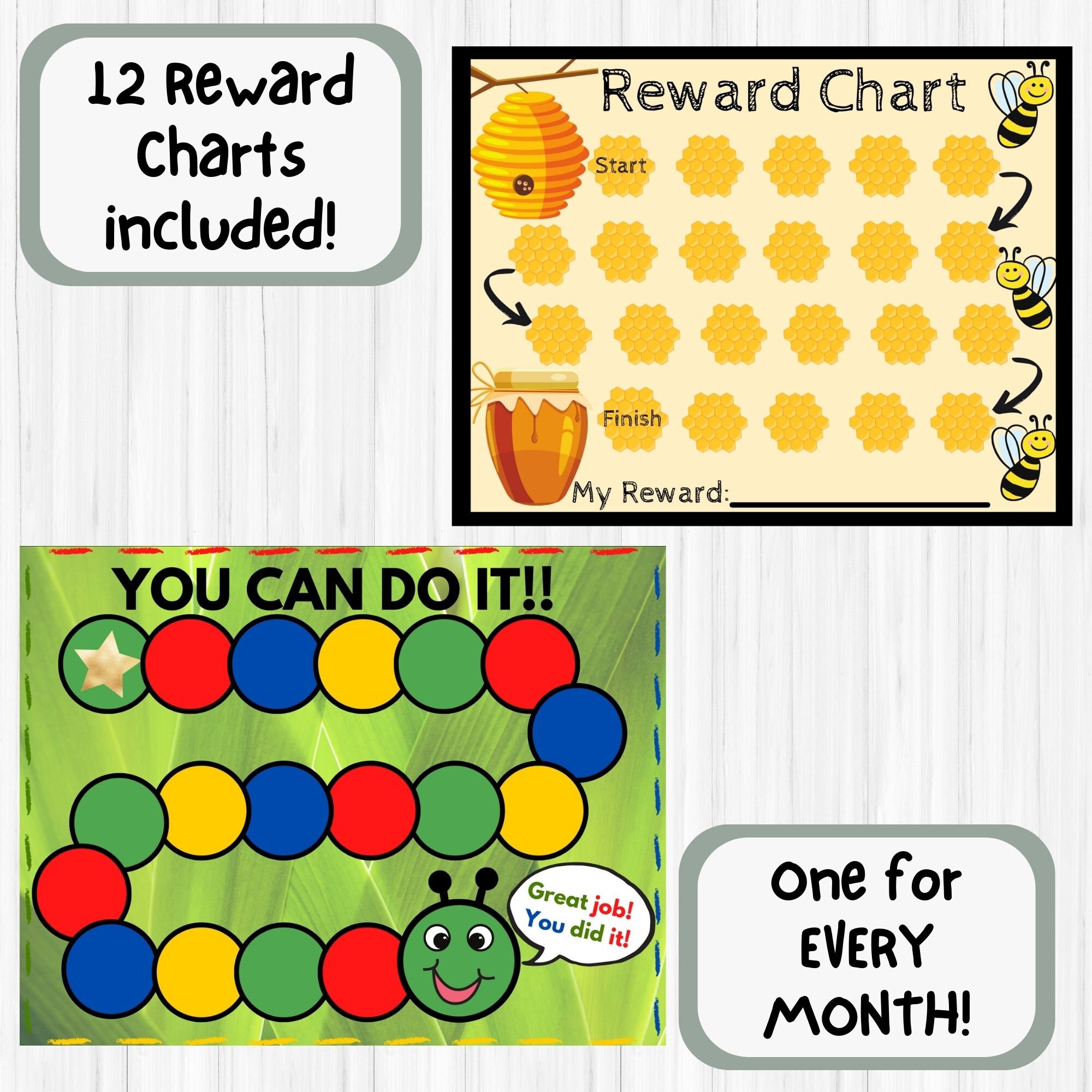 Toddler Reward Chart Bundle for Kids 12 Printable Reward Chart Kid ...