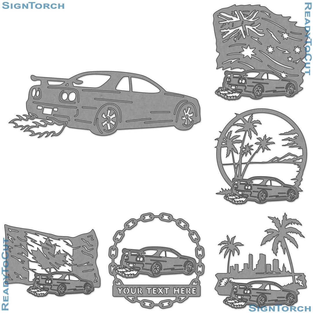 Nissan Gtr Fire Car Plasma DXF SVG Files 31 Ready to Cut Designs for ...