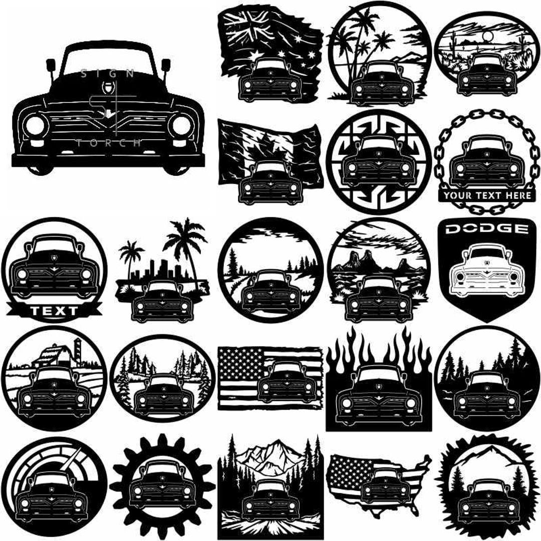 Dodge Truck 49 Designs Vector Dxf Svg Cnc Art for Cnc Plasma Laser ...