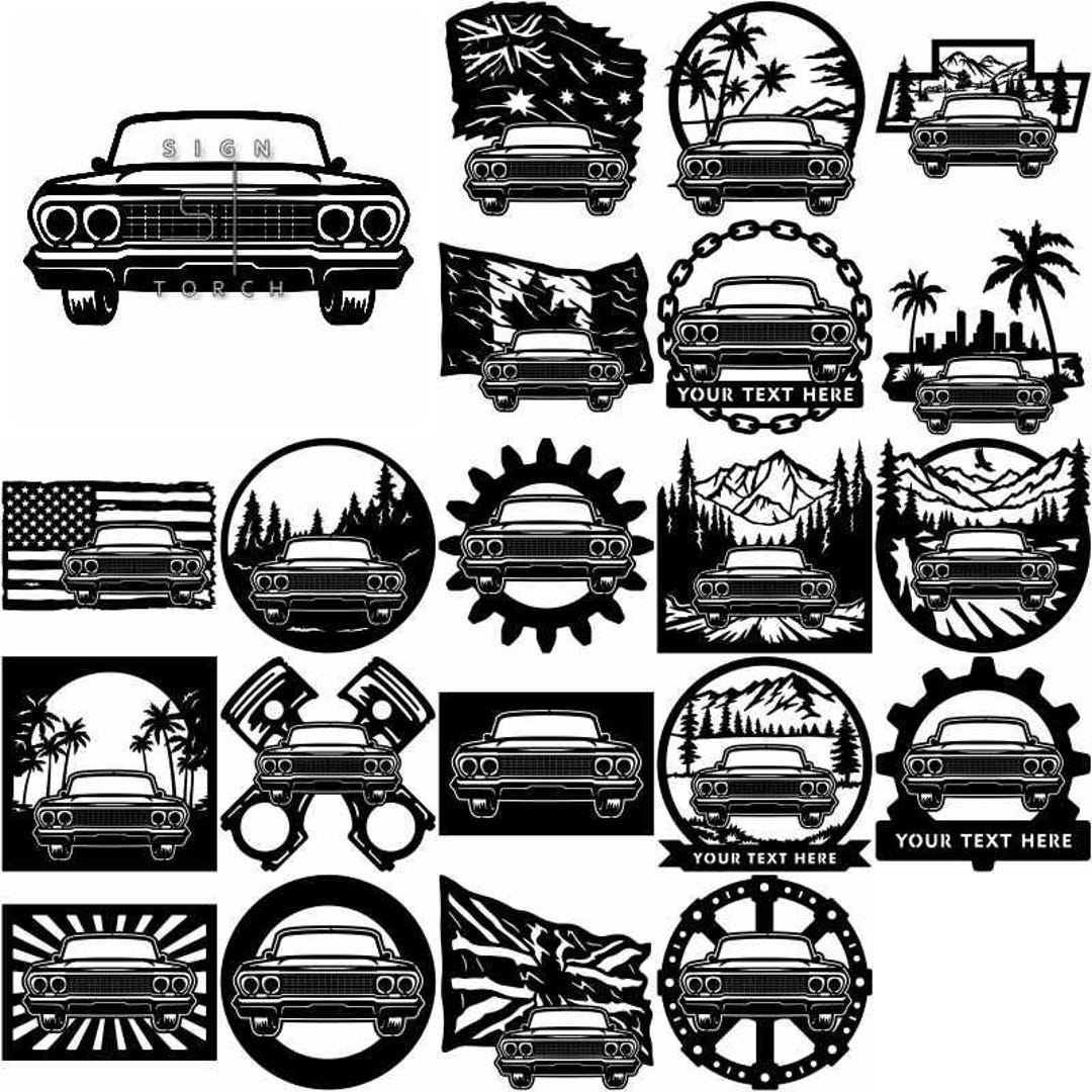 Impala 63 Cars 2 20 Designs Vector Dxf Svg Cnc Art for Cnc Plasma Laser ...