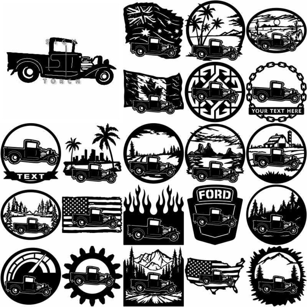 Ford Truck 30s 49 Designs Vector Dxf Svg Cnc Art for Cnc Plasma Laser ...