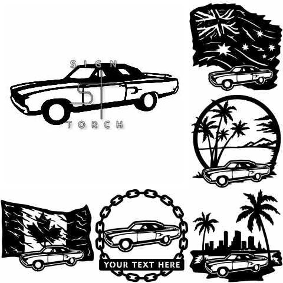 Dodge Car 32 Designs Vector Dxf Svg Cnc Art for Cnc Plasma Laser Router ...