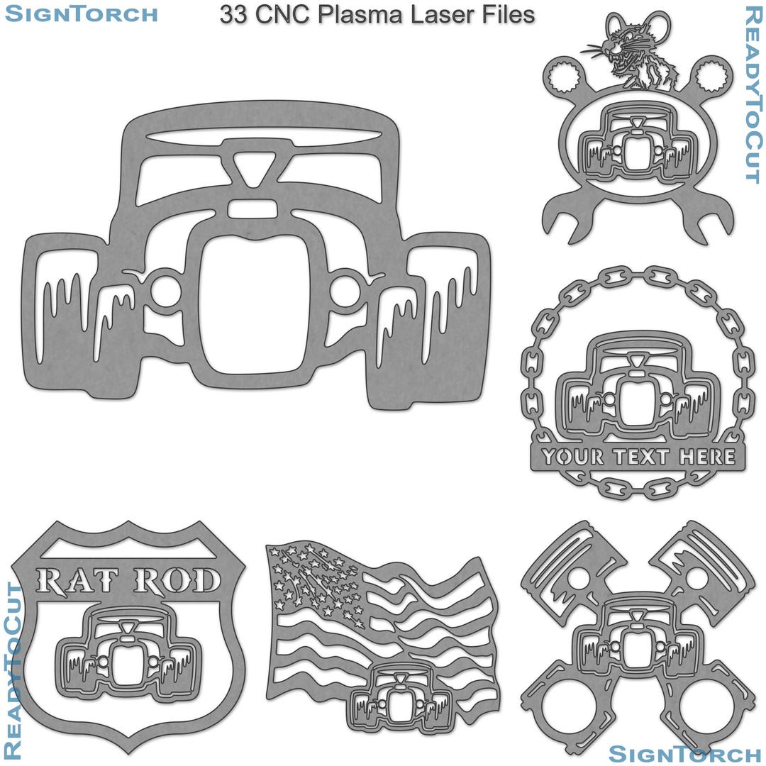Hotrod Car Ratrod Plasma DXF SVG Files 33 Ready to Cut Designs for Cnc ...