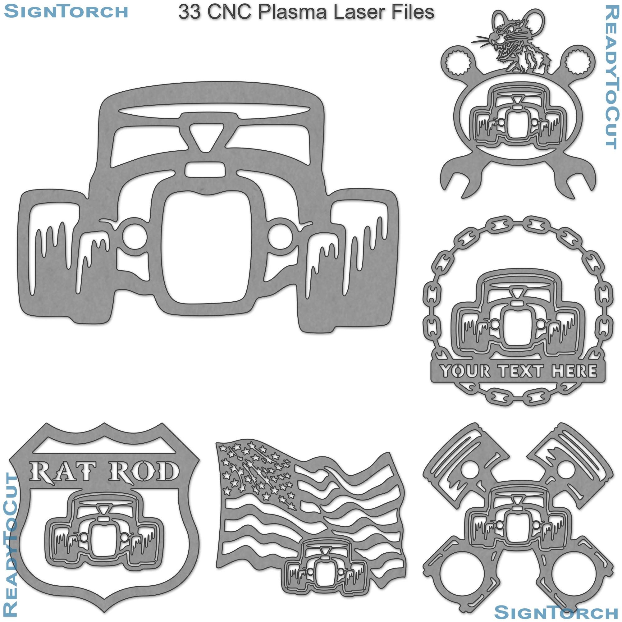 Hotrod Car Ratrod Plasma DXF SVG Files 33 Ready to Cut Designs for Cnc ...